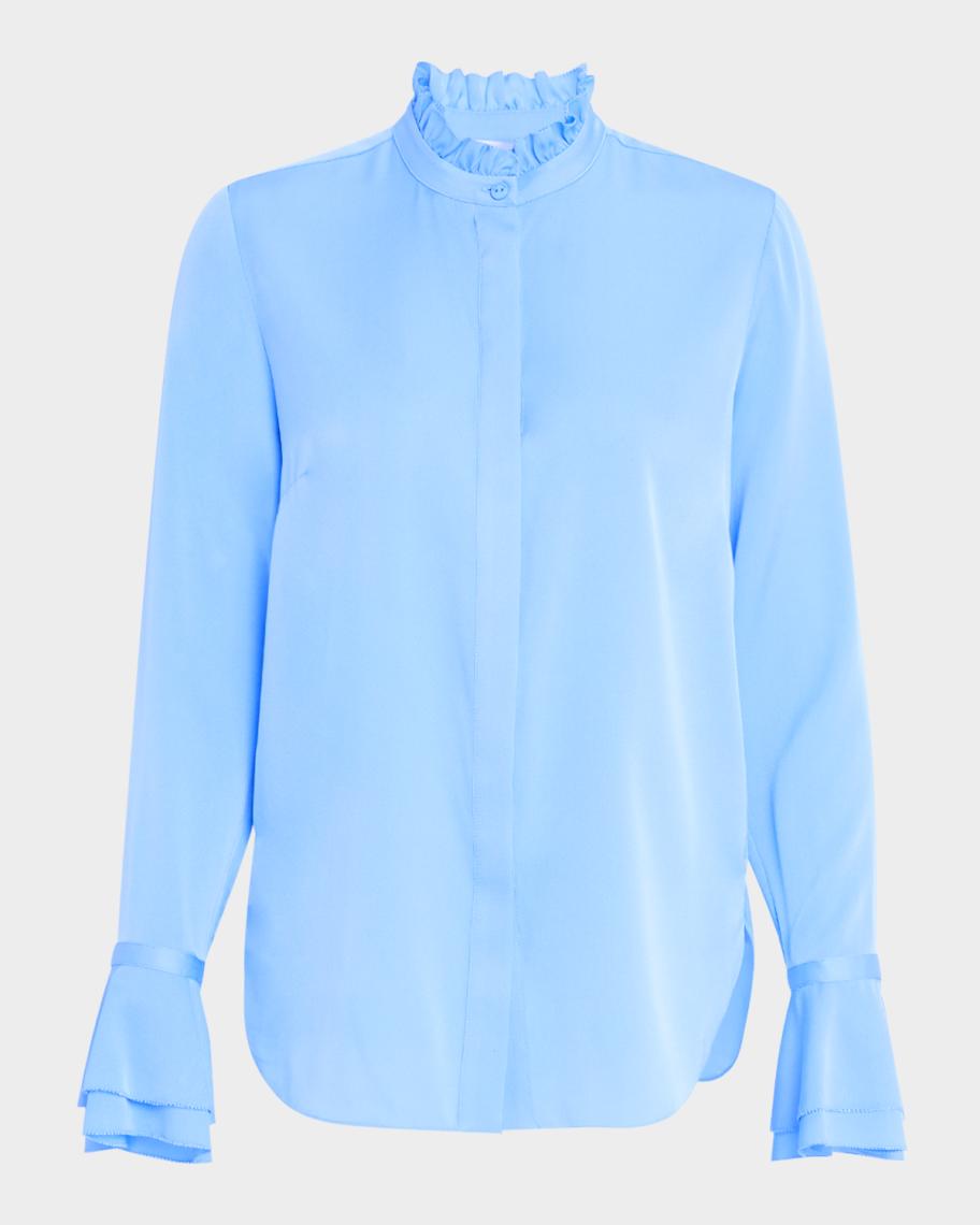 Elie Tahari The Adair Button-Down Ruffle Blouse | Neiman Marcus