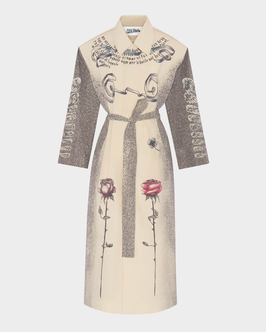 Jean Paul Gaultier Tattoo Printed Lightweight Trench Coat | Neiman Marcus