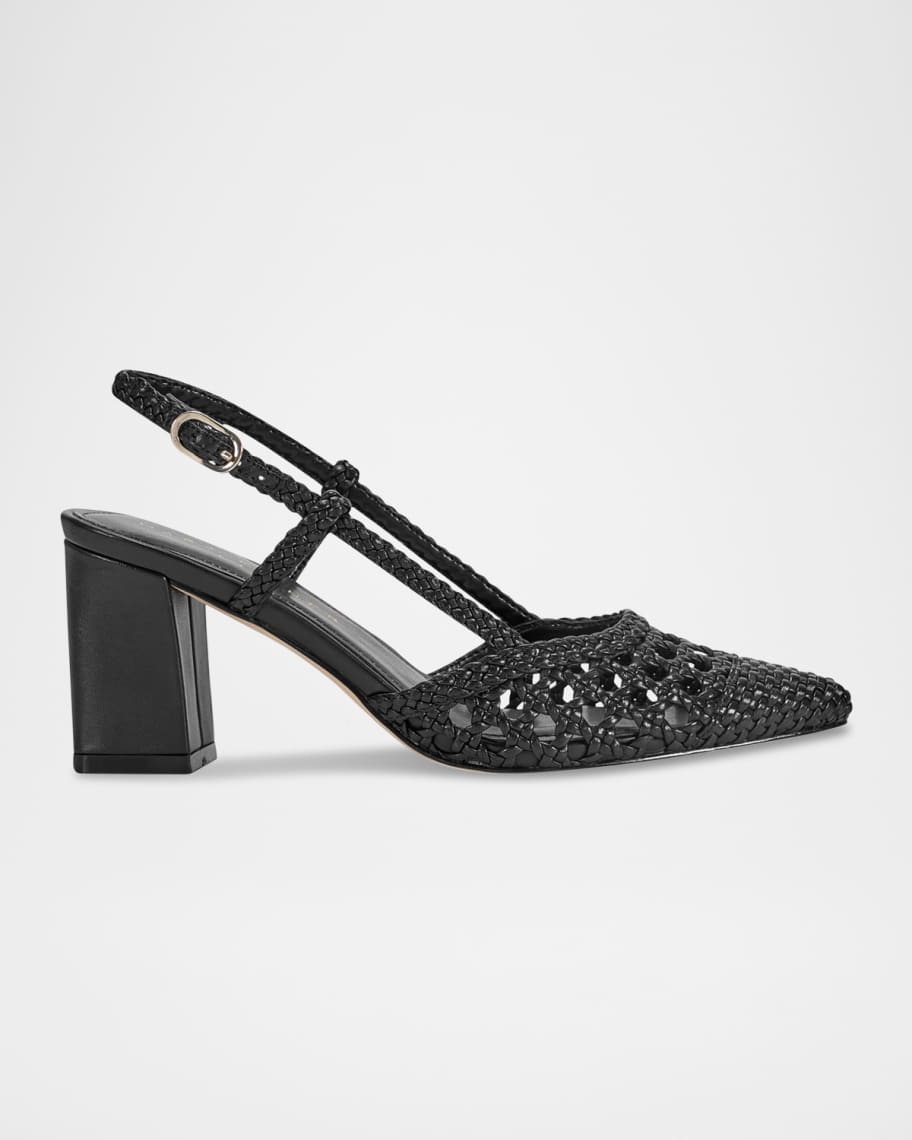 Marc Fisher LTD Zunnie Woven Leather Slingback Pumps | Neiman Marcus