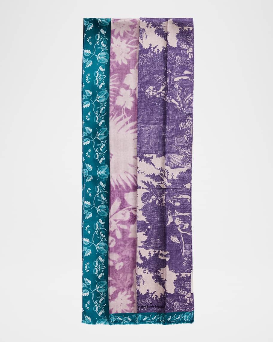 Pierre-Louis Mascia Floral-Print Silk Scarf | Neiman Marcus
