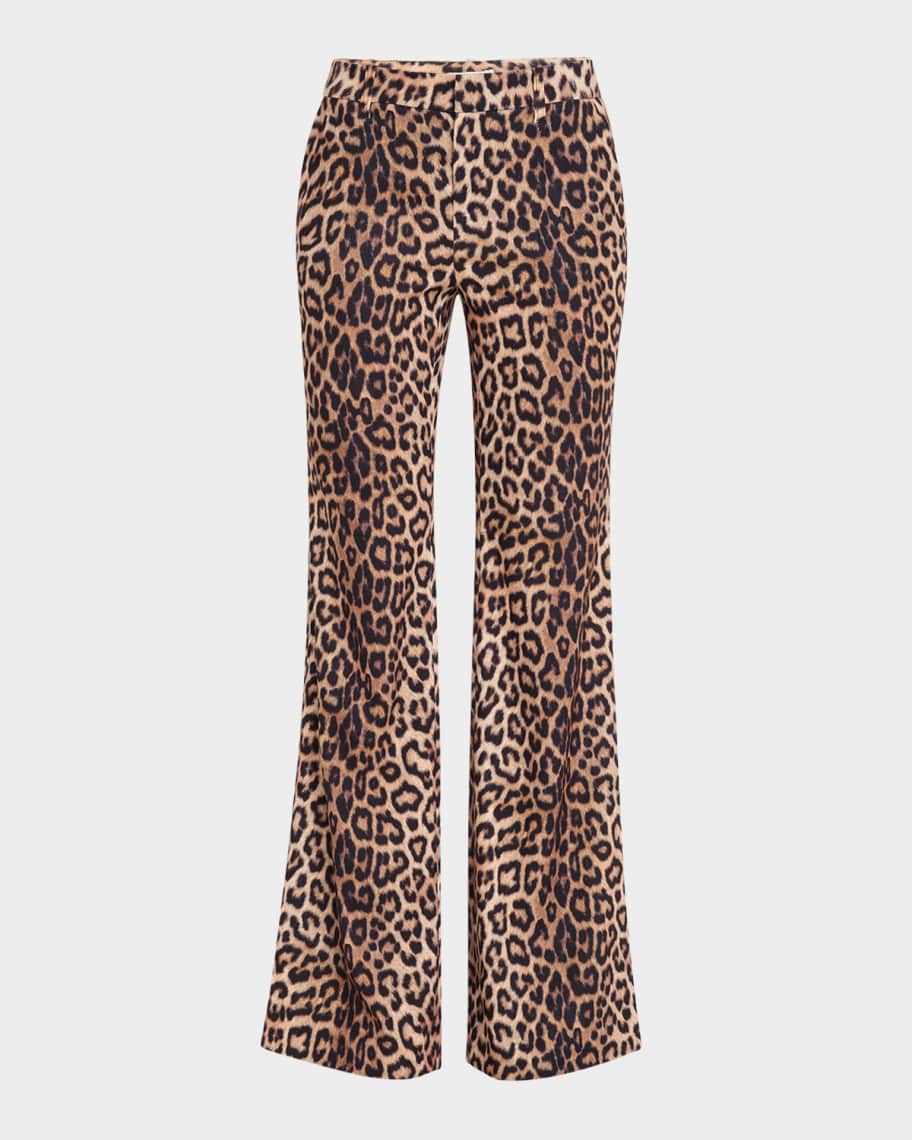 Alice + Olivia Remi Leopard Slim Bootcut Pants | Neiman Marcus