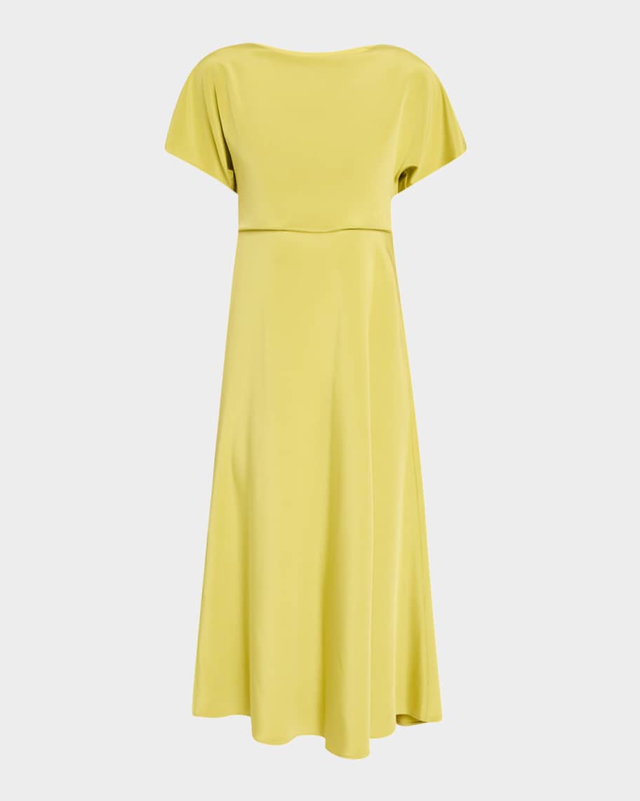 Lafayette 148 New York Solid Satin Midi Dress | Neiman Marcus