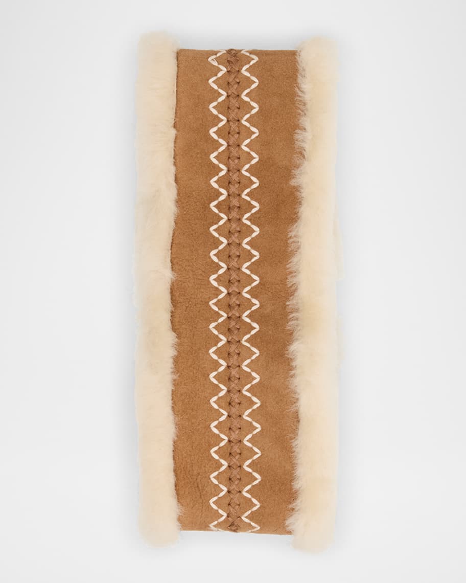 UGG Embroidered Dyed Shearling Headband | Neiman Marcus