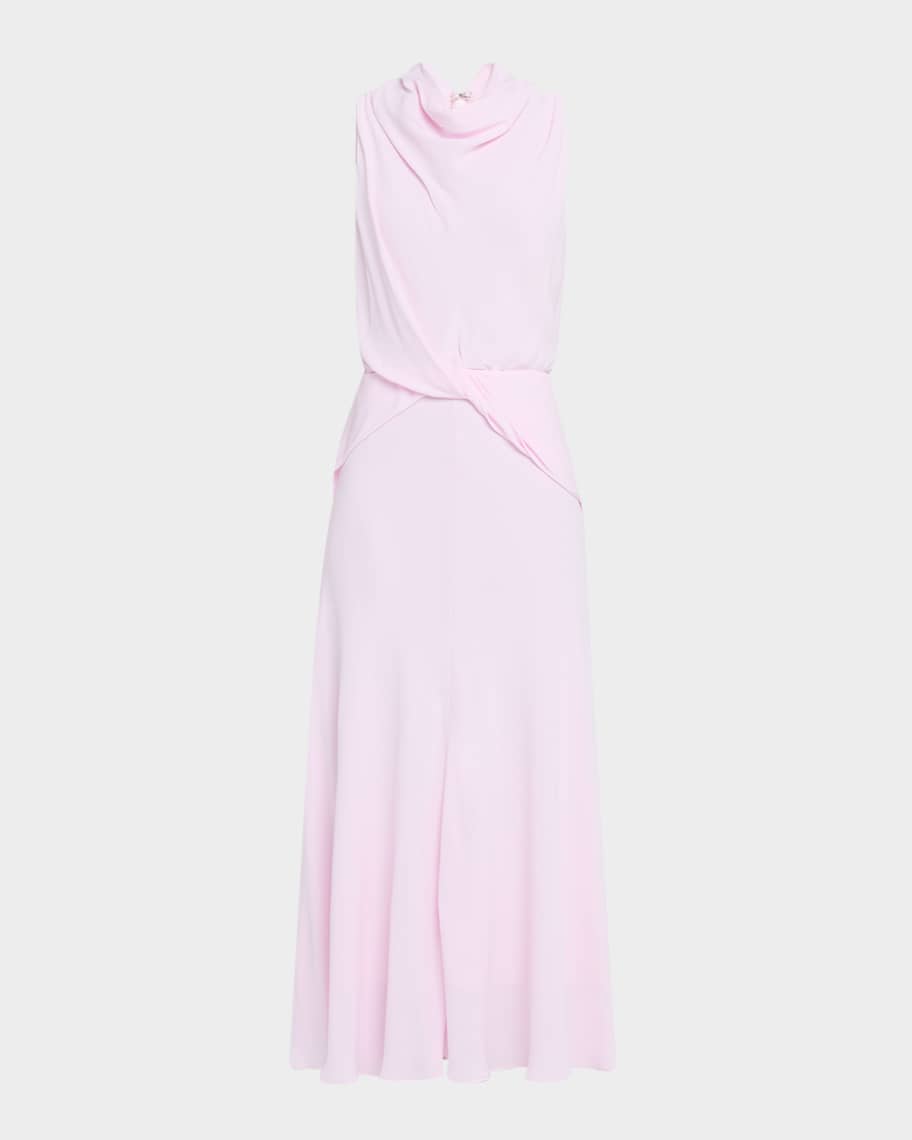 Brandon Maxwell Valerie Draped Halter Midi Dress | Neiman Marcus