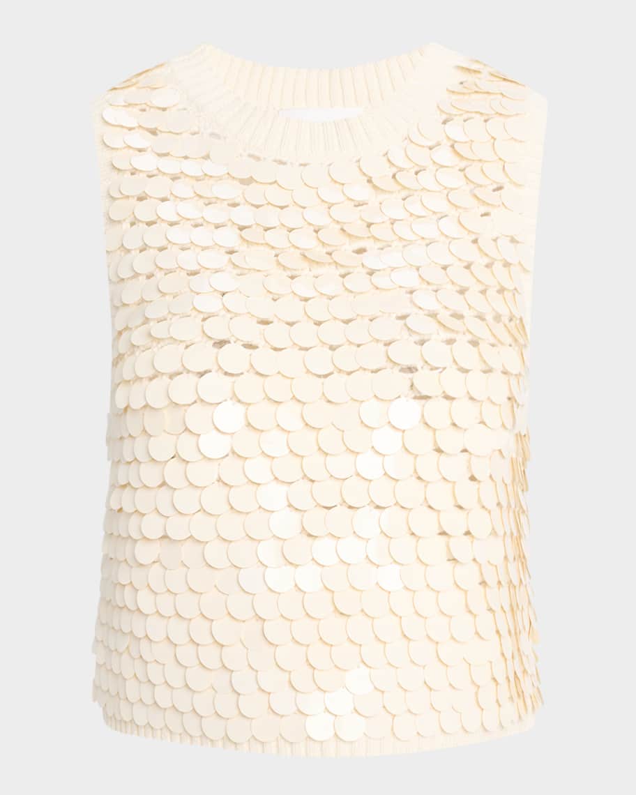 ELEVEN SIX Cora Paillette Crochet-Stitch Crop Tank | Neiman Marcus