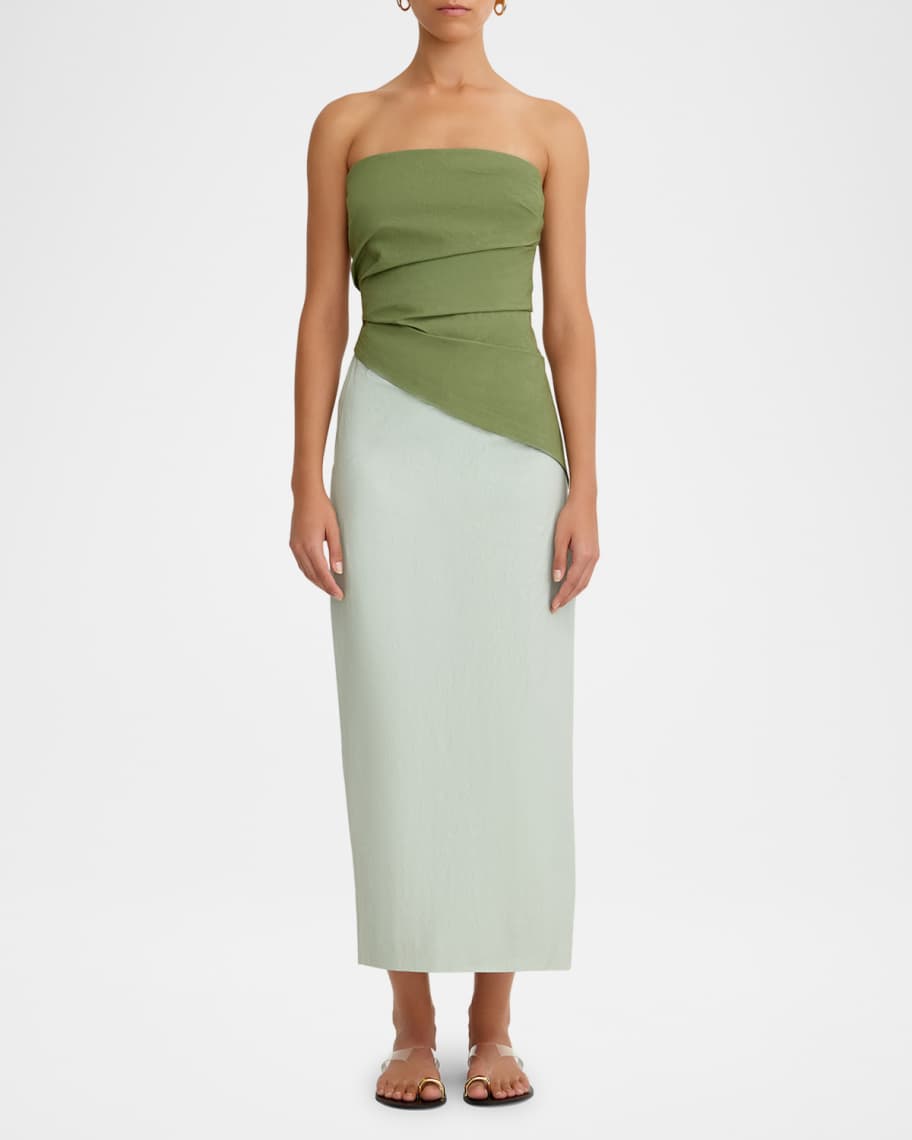 Significant Other Cecelia Strapless Colorblock Draped Midi Dress ...