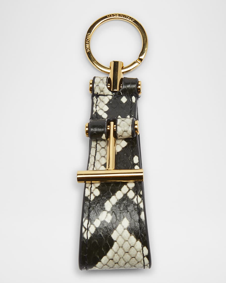 TOM FORD Keyring Holder in Python-Printed Leather | Neiman Marcus
