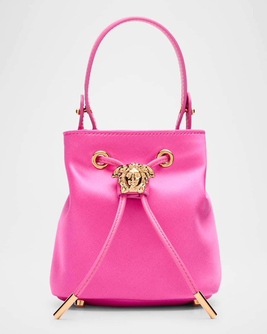 Versace La Medusa Drawstring Satin Bucket Bag | Neiman Marcus