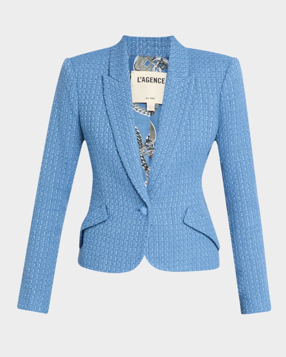 L'Agence Jennah Single-Breasted Tweed Blazer | Neiman Marcus
