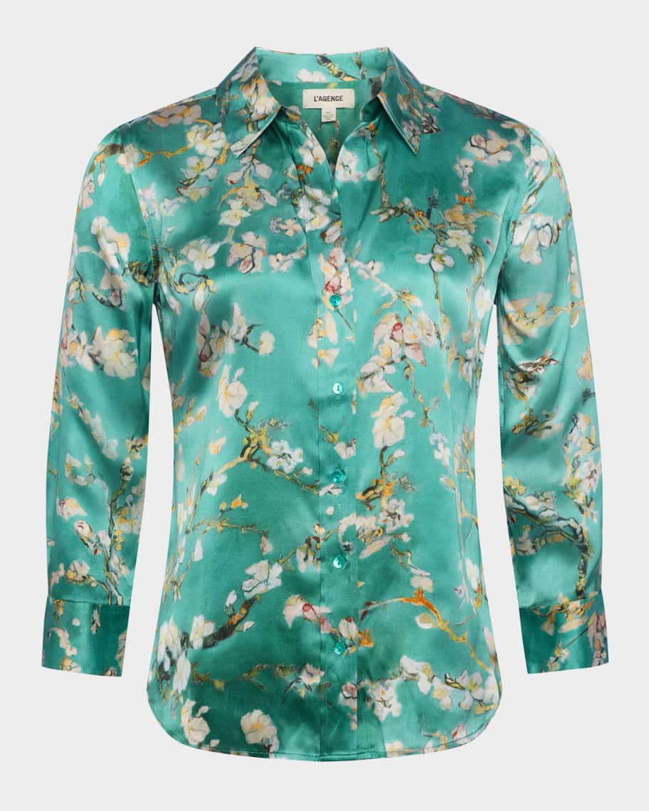 L'Agence Cherry Blossom Dani Silk Blouse | Neiman Marcus