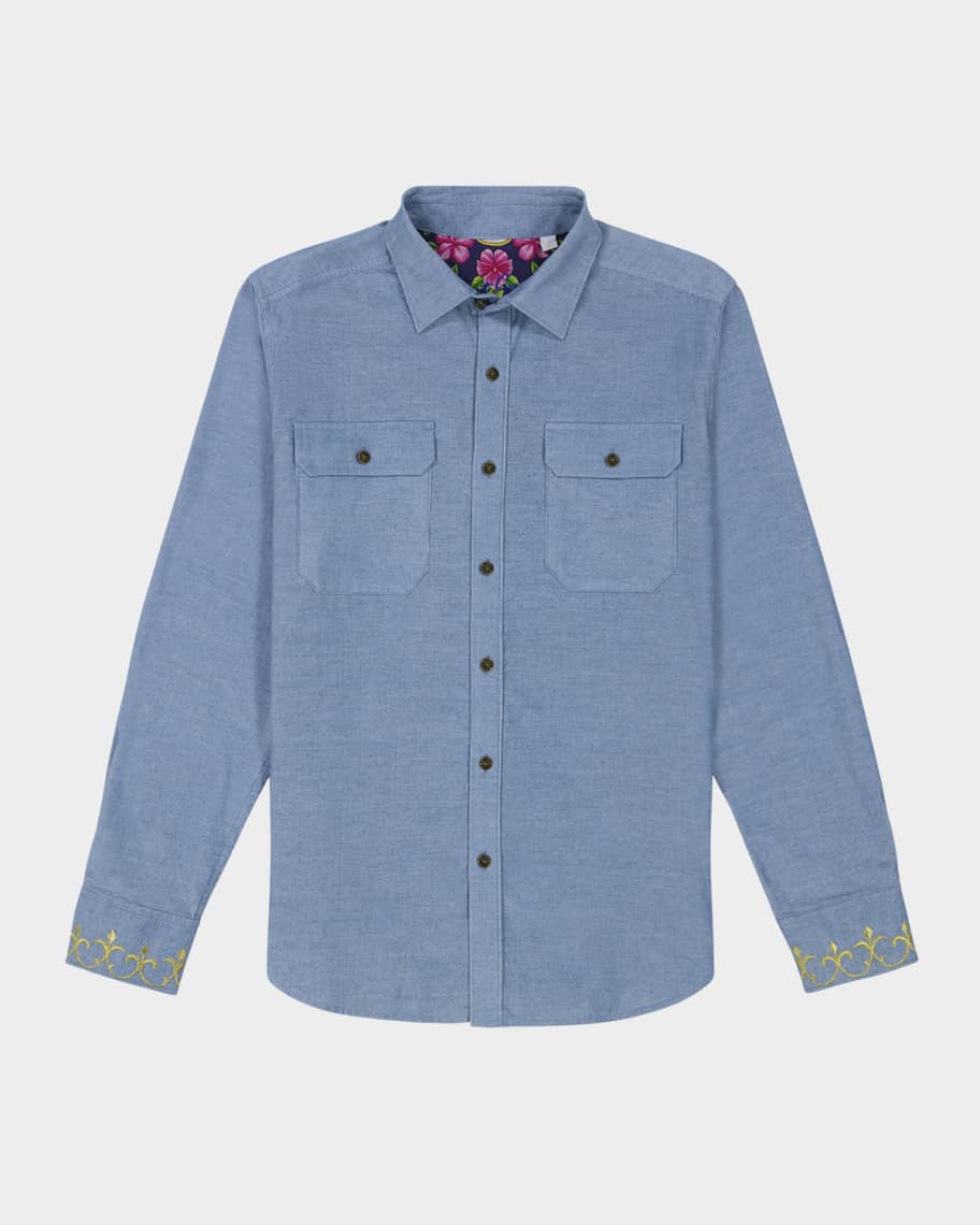 Robert Graham Men's Embroidered Corduroy Shirt Jacket | Neiman Marcus