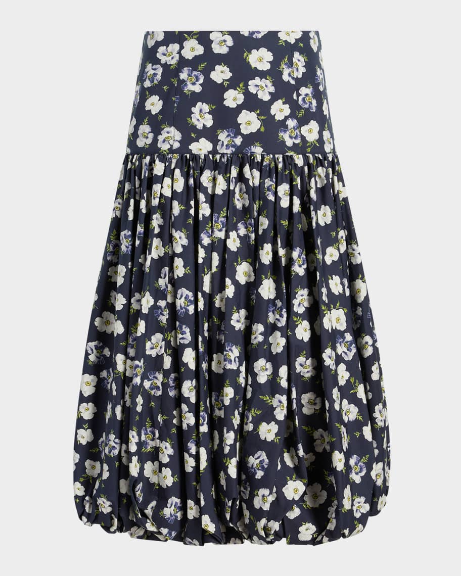 Cinq a Sept Ellah Tossed Poppies Bubble Skirt | Neiman Marcus