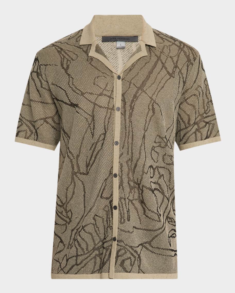 John Varvatos Men's Holt Hand-Drawing Camp Shirt | Neiman Marcus