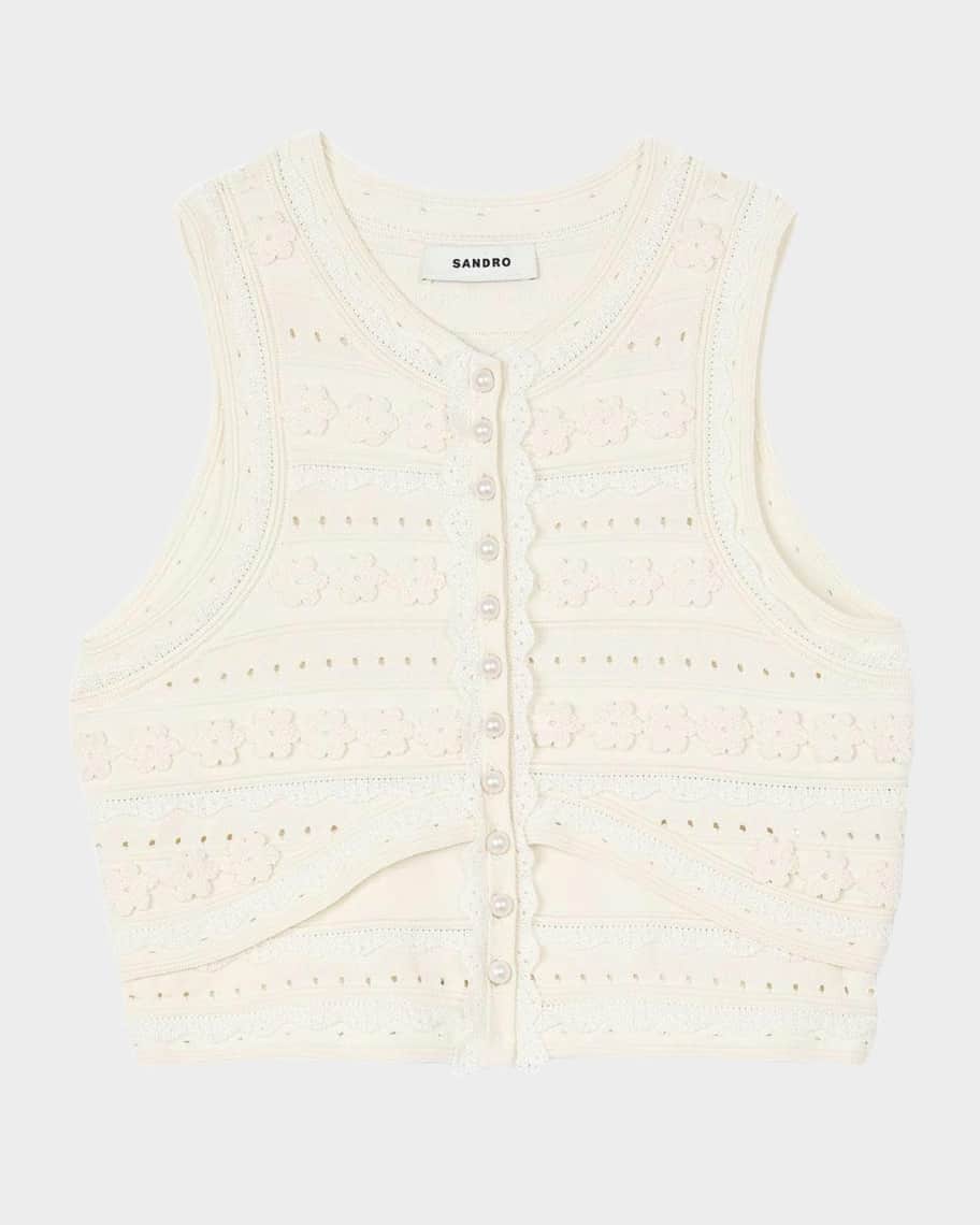Sandro Propriano Knit Button-Front Top | Neiman Marcus