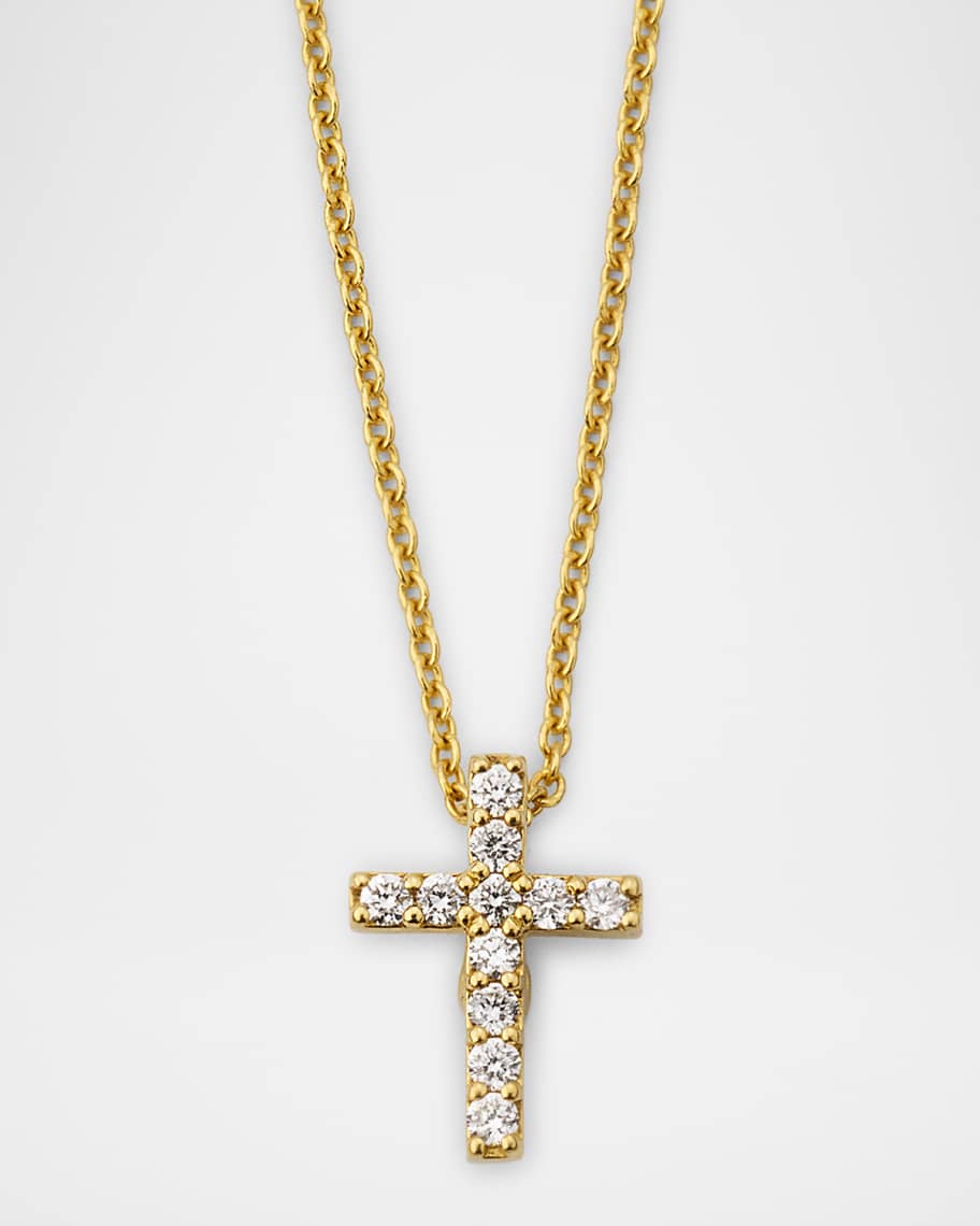 Roberto Coin 18K Yellow Gold Diamond Small Cross Necklace | Neiman Marcus