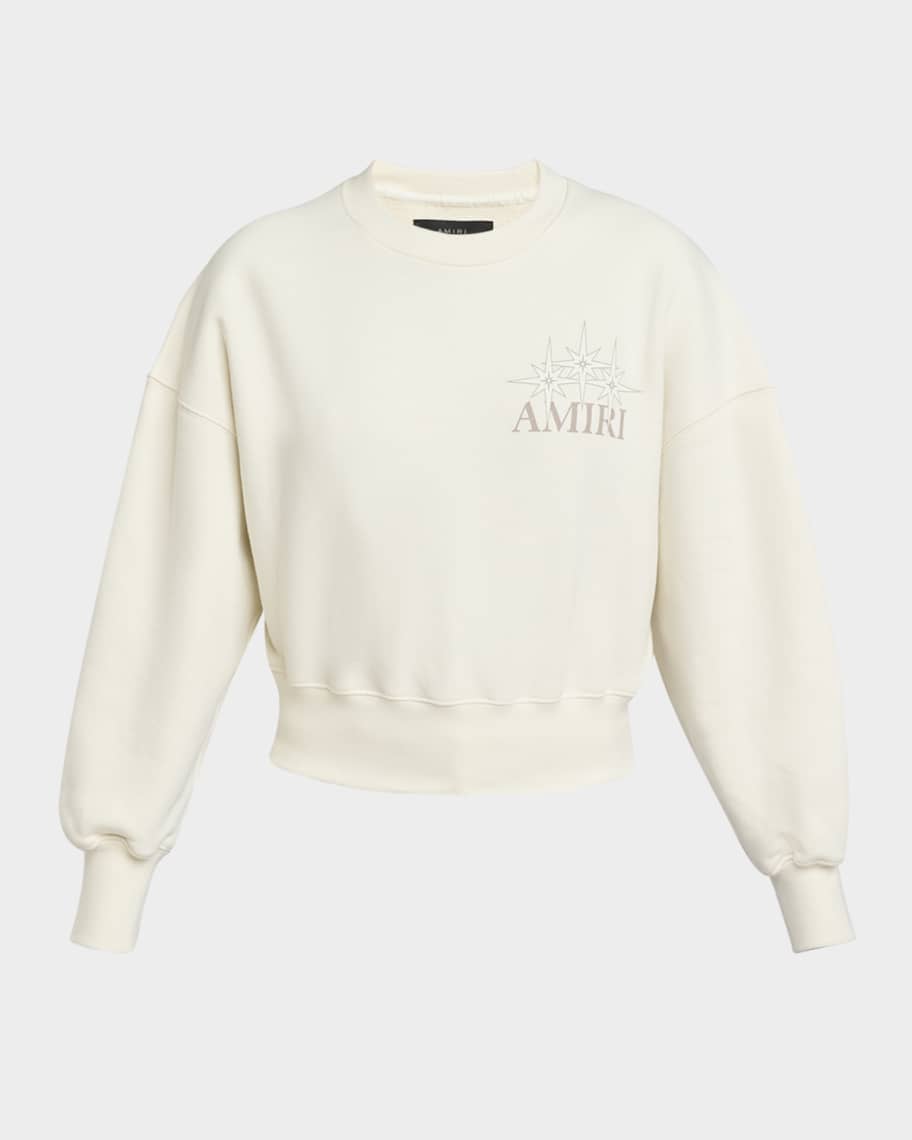 Amiri Amiri Starburst Crop Crewneck Sweatshirt | Neiman Marcus