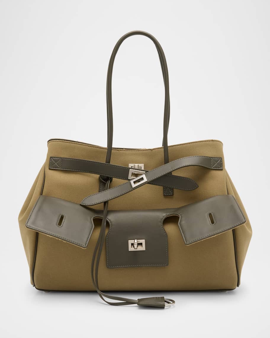 Balenciaga Bel Air Medium Canvas And Leather Tote Bag | Neiman Marcus