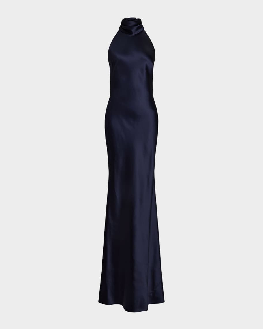 Ralph Lauren Collection Chilton Stretch Satin Evening Dress | Neiman Marcus