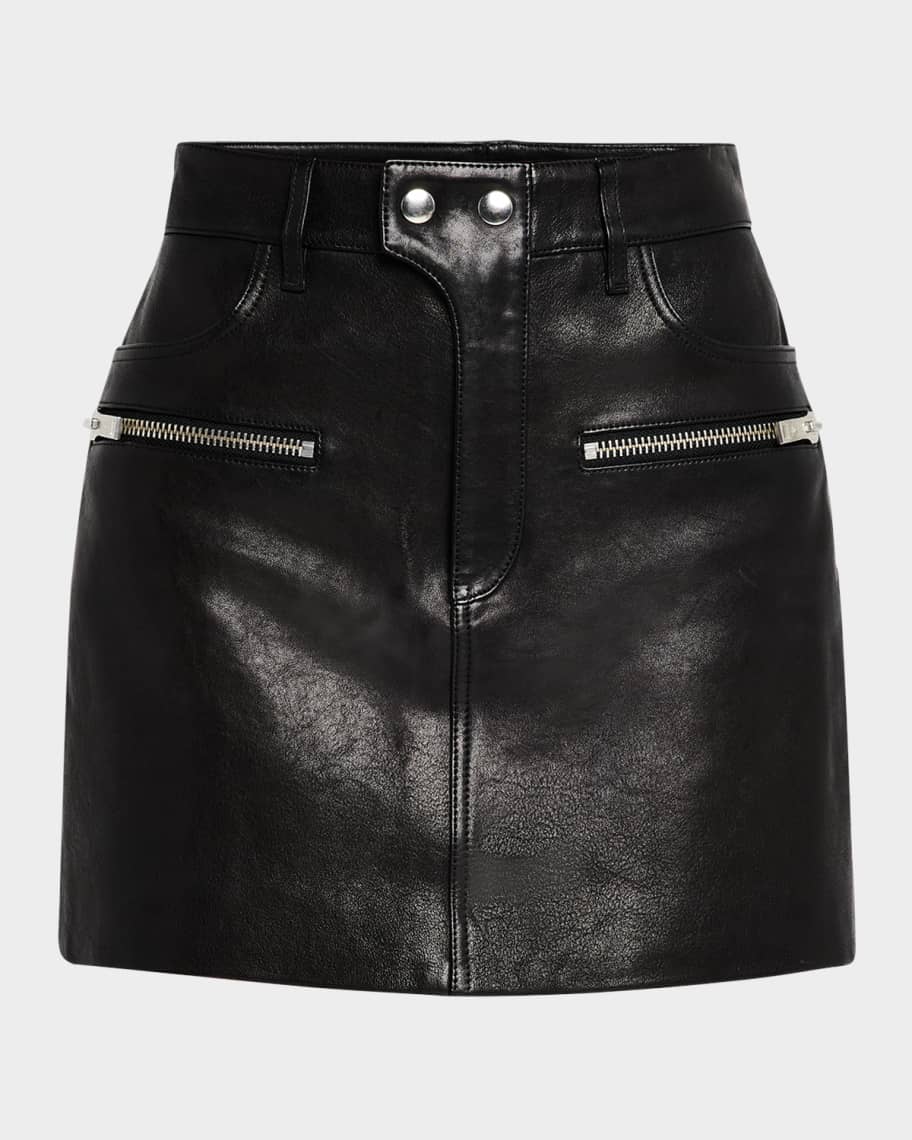 ANINE BING Steel Leather Mini Skirt | Neiman Marcus