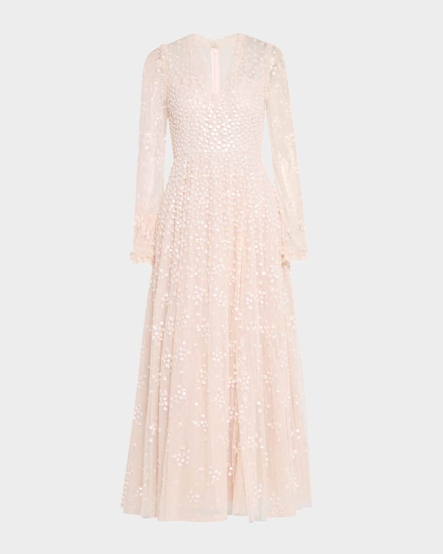 Needle & Thread Leila Sequin Dot Tulle Ankle Gown | Neiman Marcus