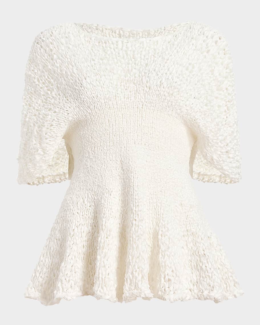 Khaite Mathilde Peplum Batwing Cotton Top | Neiman Marcus