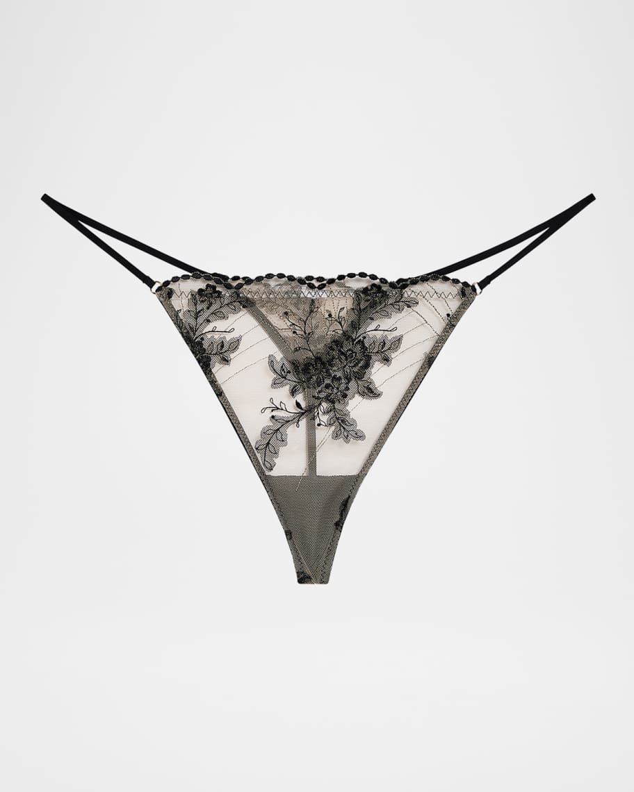 Wacoal Midnight Soiree Embroidered Low-Rise Tonga | Neiman Marcus