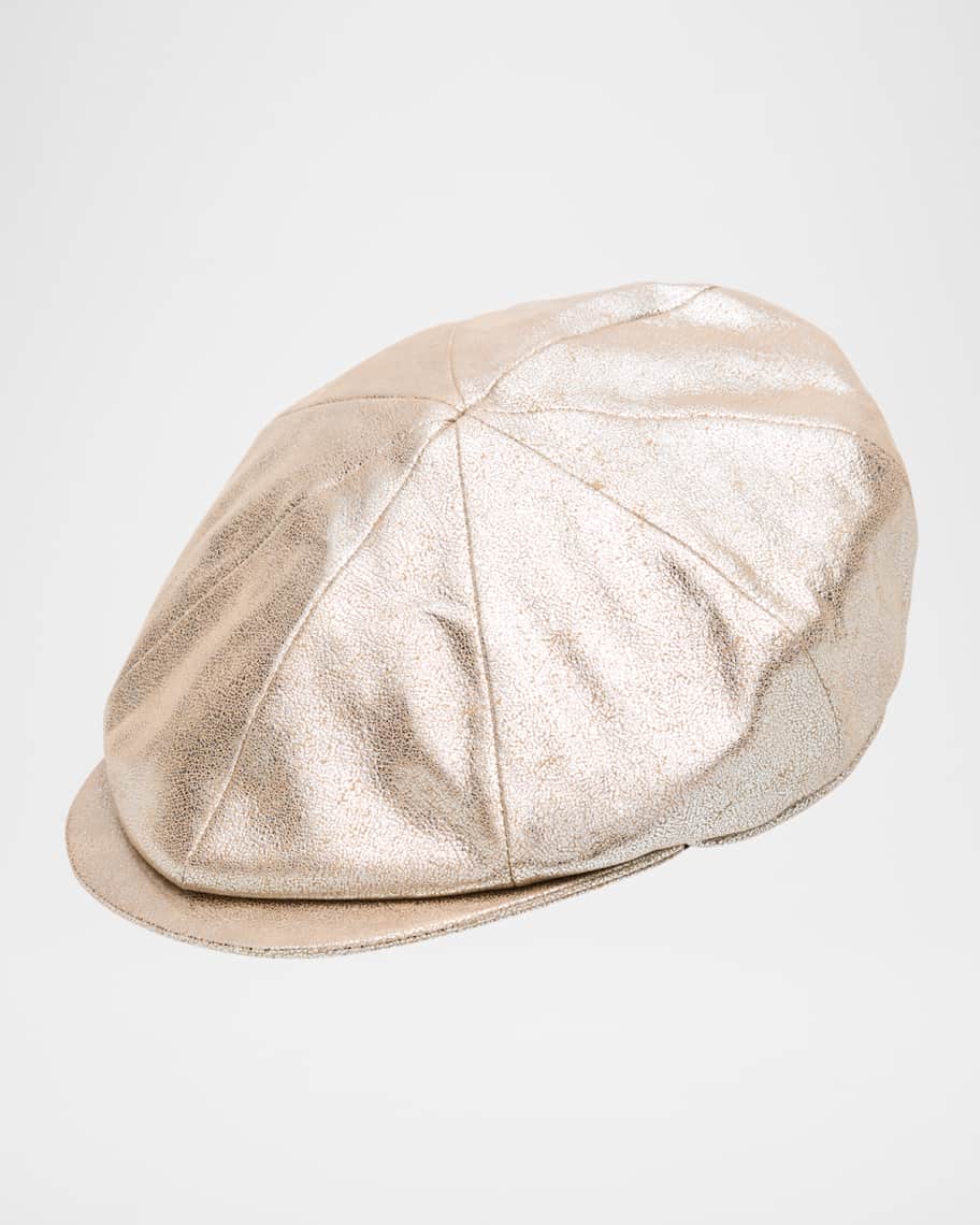 Brunello Cucinelli Metallic Leather Beret | Neiman Marcus