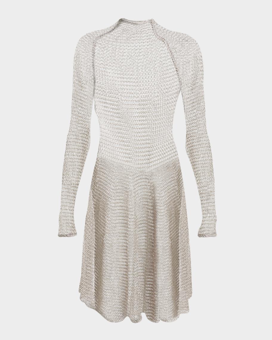 ALAIA Funnel-Neck Chainmail Mesh Knit Mini Dress | Neiman Marcus