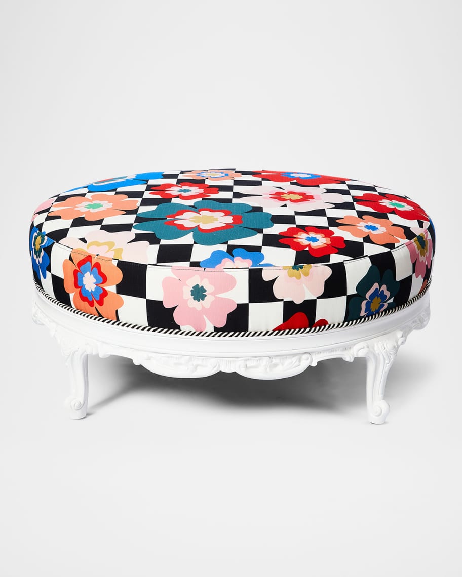 MacKenzie-Childs Outdoor Dolce Vita Jumbo Upholstered Ottoman | Neiman ...