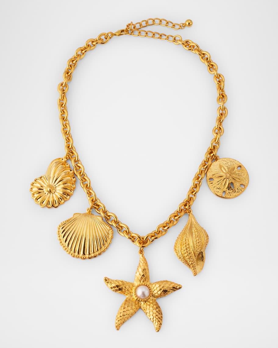 Kenneth Jay Lane Starfish and Seashell Charm Necklace | Neiman Marcus