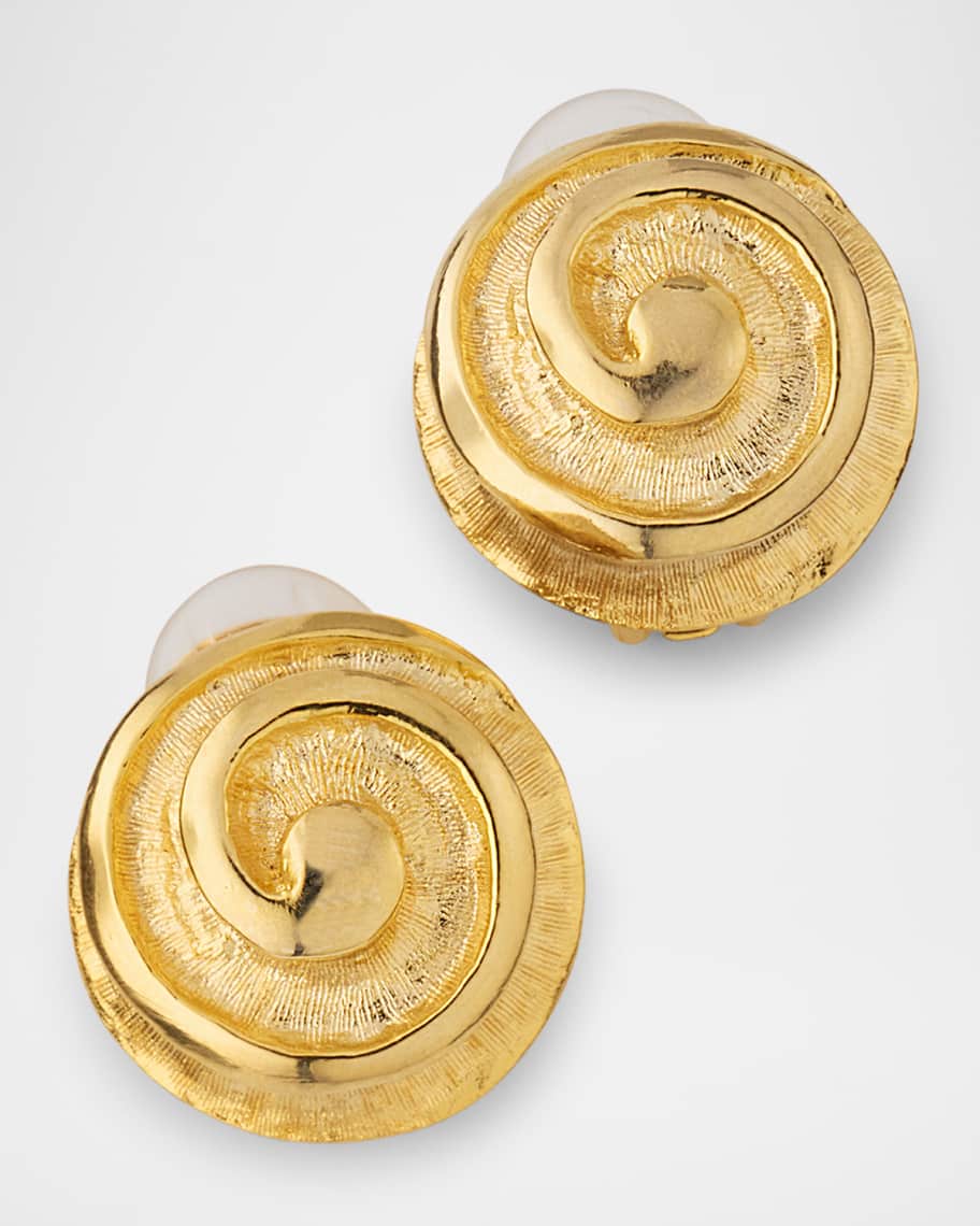 Kenneth Jay Lane Swirl Button Clip-On Earrings | Neiman Marcus