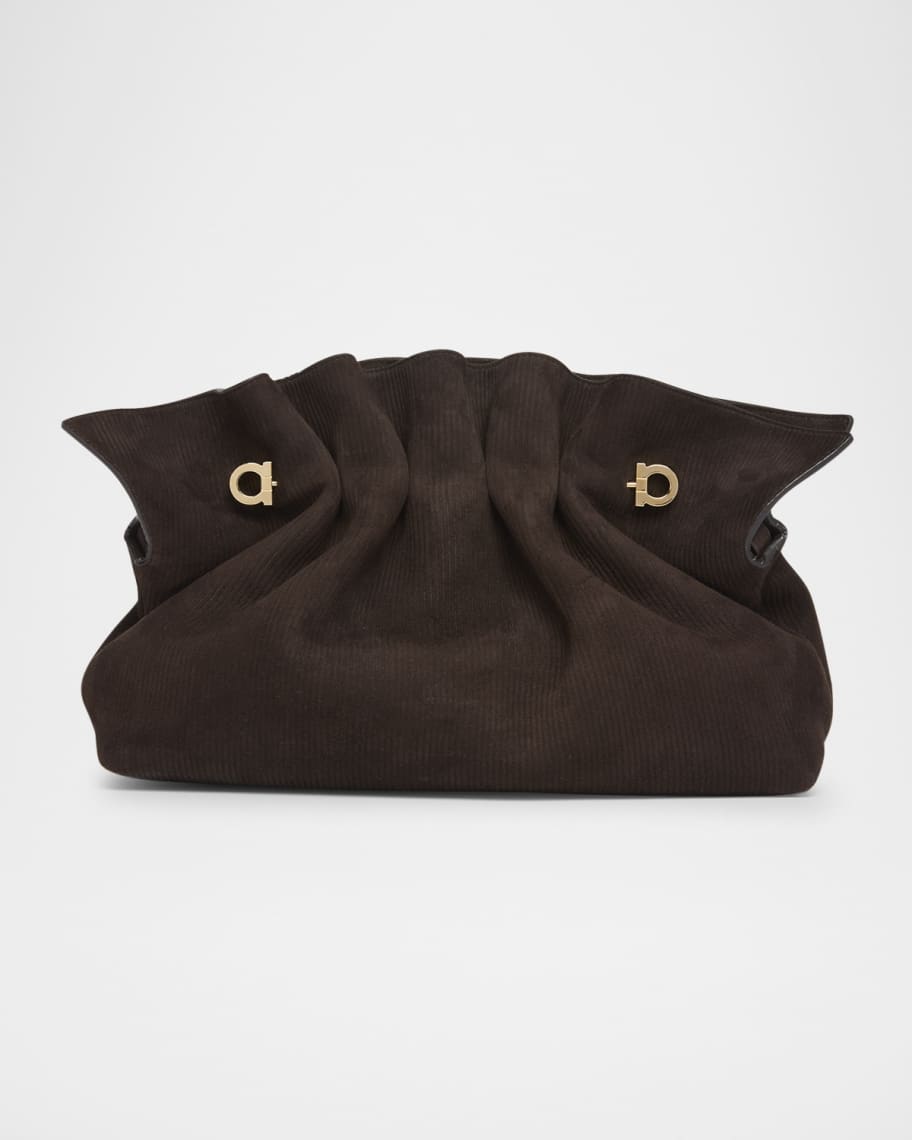 Ferragamo Dumpling Suede Corduroy Shoulder Bag | Neiman Marcus