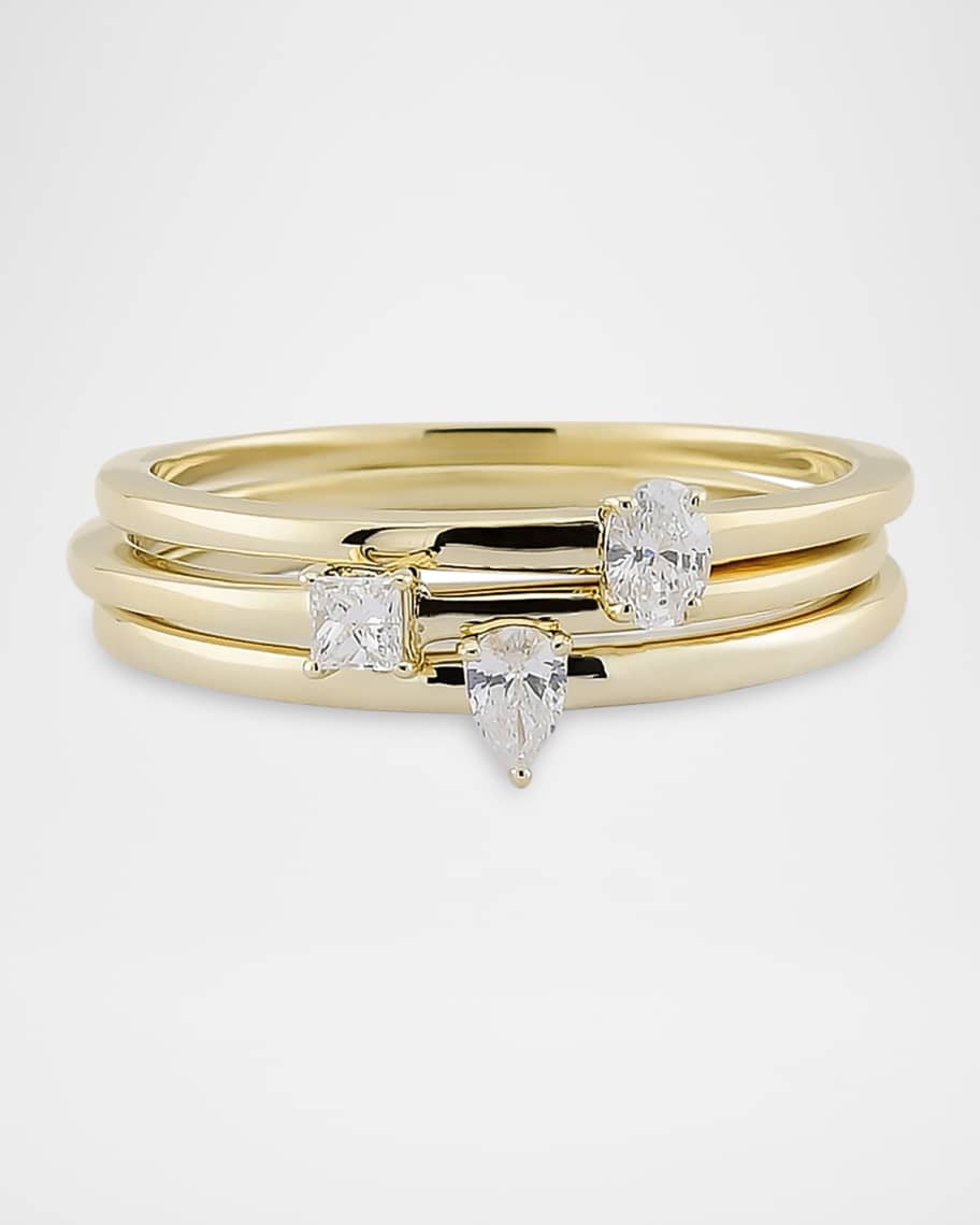 STONE AND STRAND 14K Yellow Gold Diamond Stacking Rings, Set of 3 ...