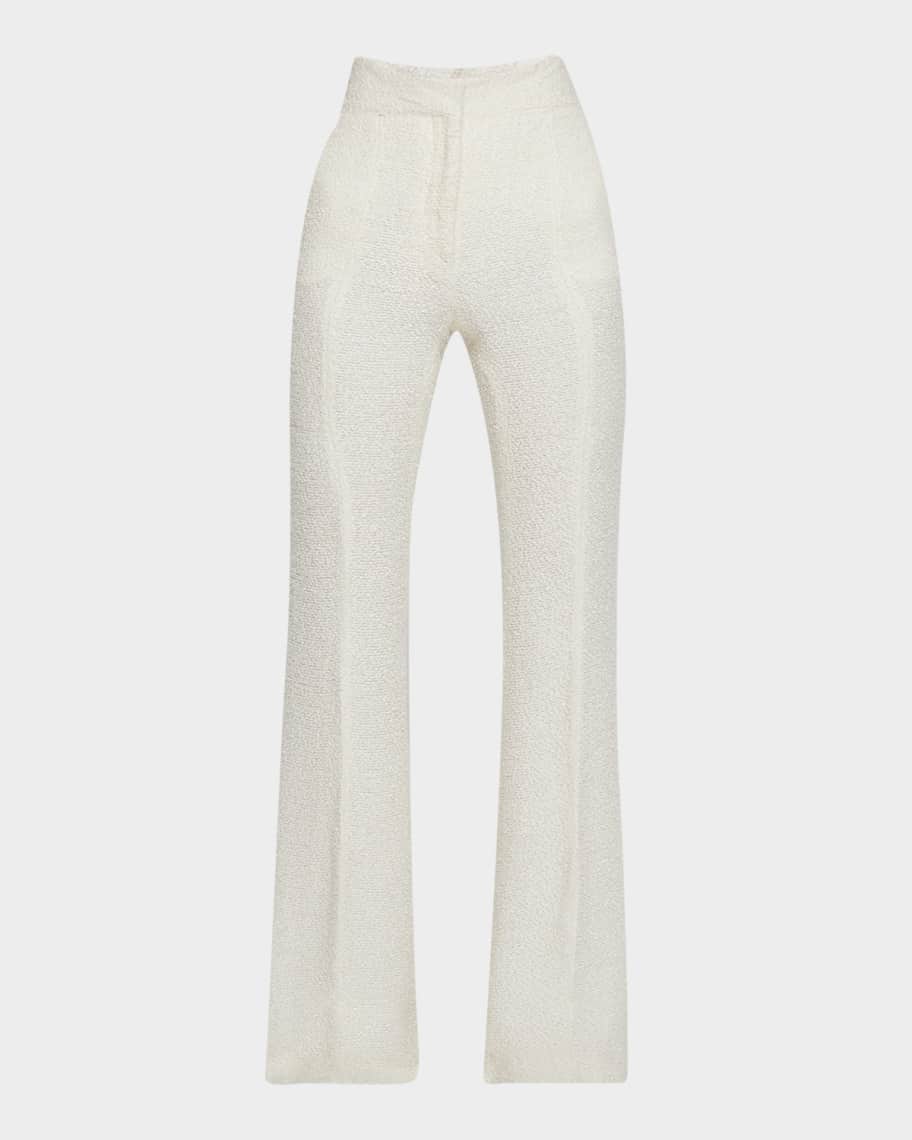 Gabriela Hearst Rhein Flared Textured Silk Pants | Neiman Marcus