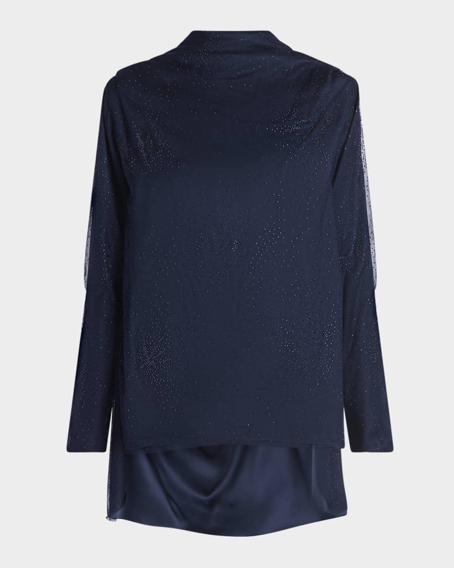 Giorgio Armani Embellished Silk Backless Oversized Tunic Blouse ...