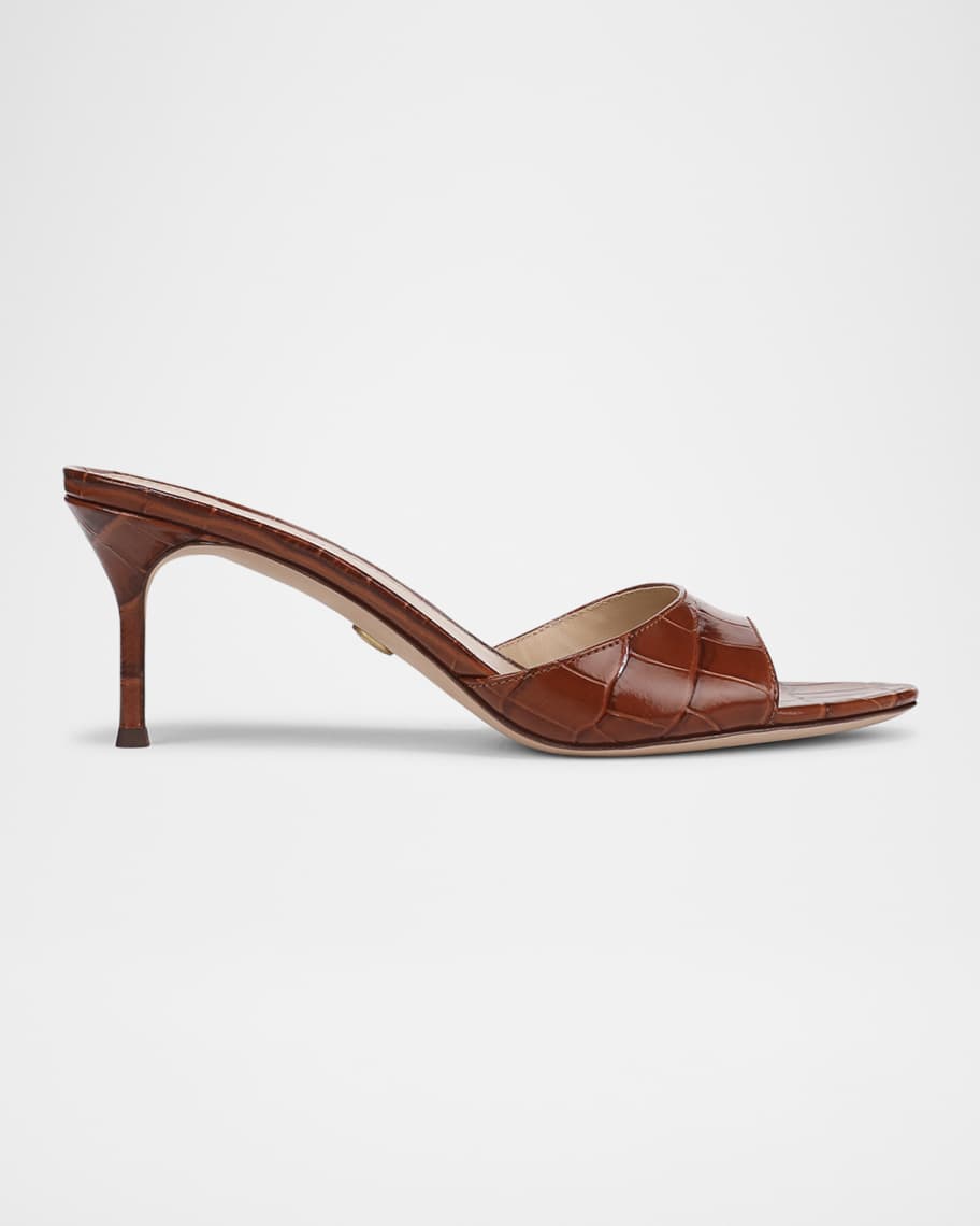 Veronica Beard Tia Croc-Embossed Leather Stiletto Mule Sandals | Neiman ...