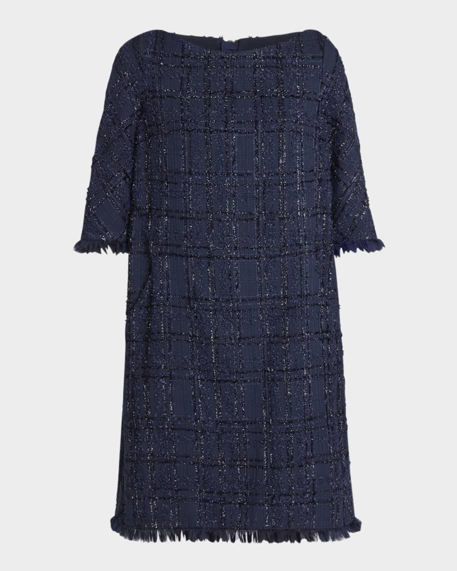 Talbot Runhof Linton Metallic Tweed Shift Dress | Neiman Marcus