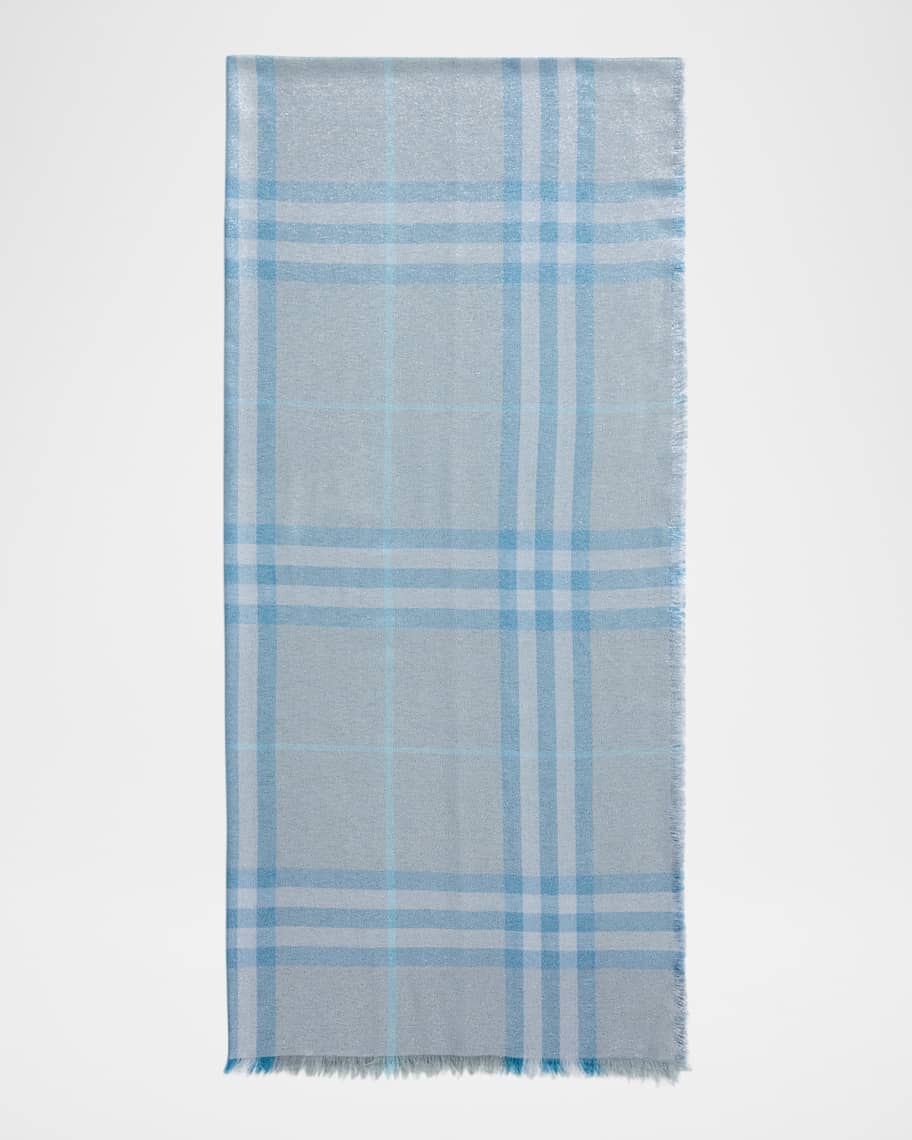 Burberry Metallic Giant Check Wool Scarf | Neiman Marcus