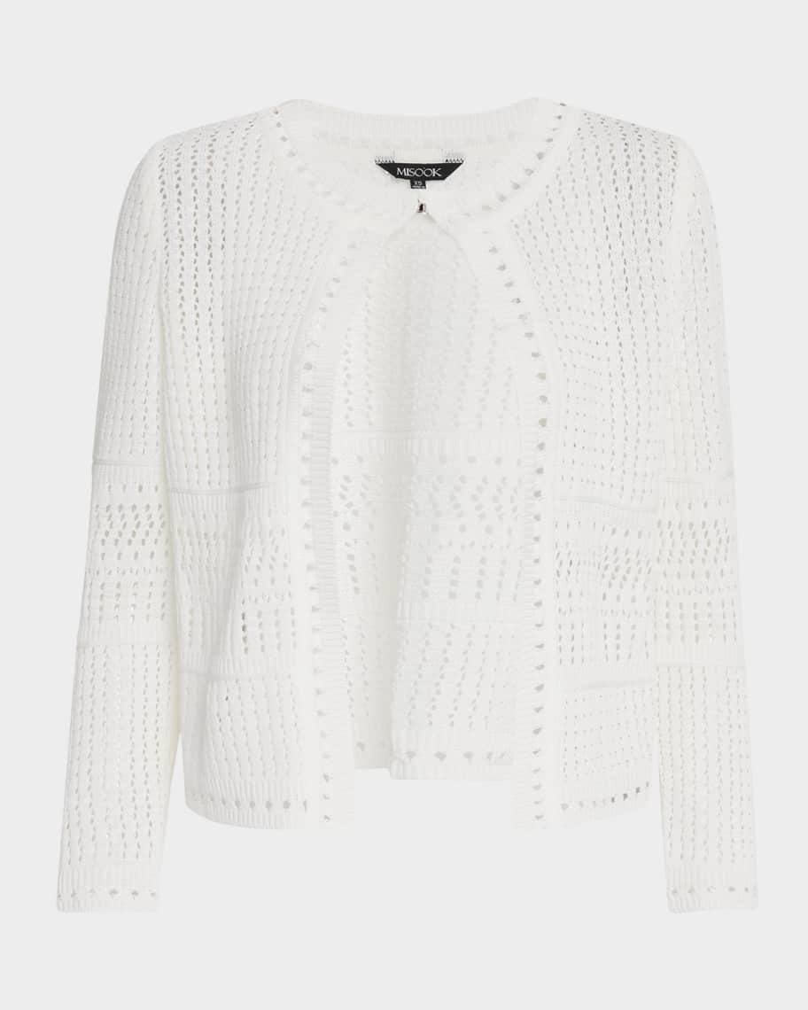 Misook Modern Fit Pointelle Knit Jacket | Neiman Marcus