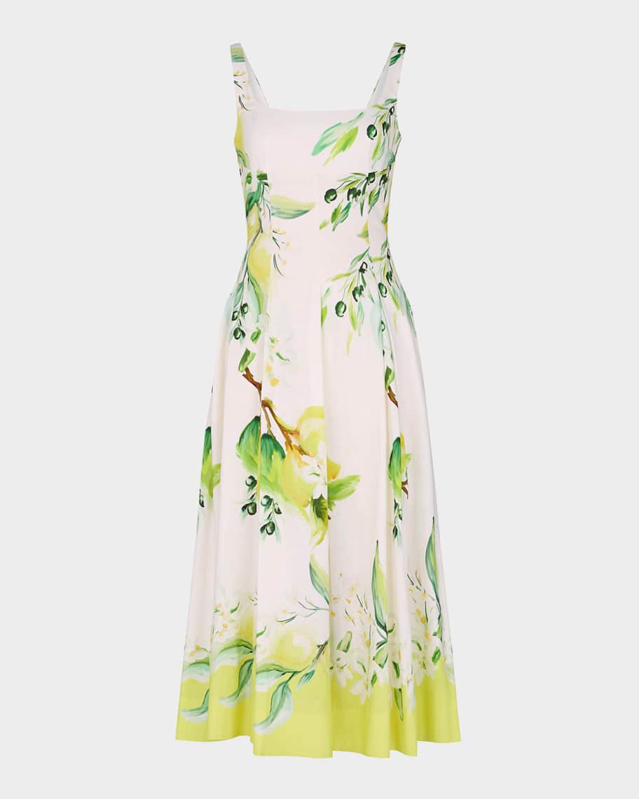 NICHOLAS Alexandra Pleated Floral-Print Maxi Dress | Neiman Marcus