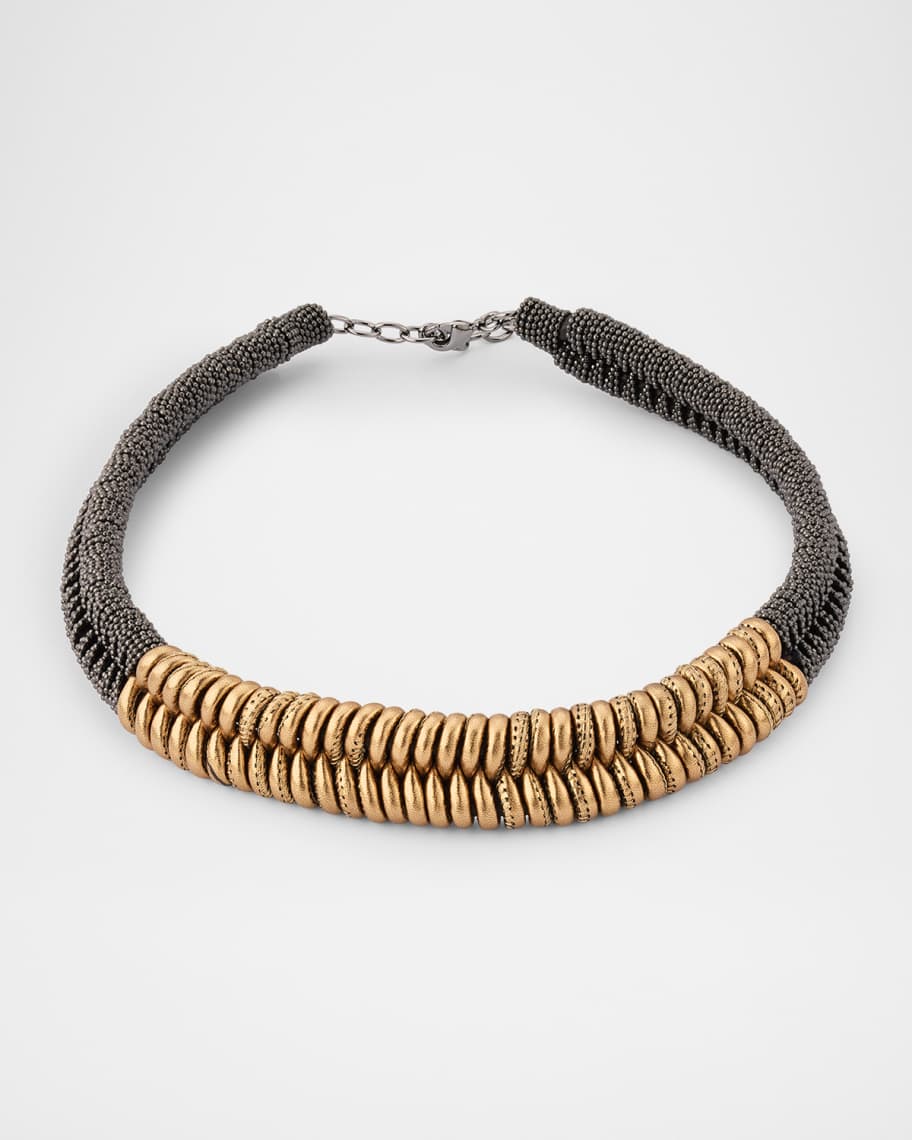 Brunello Cucinelli Braided Monili Leather Necklace | Neiman Marcus