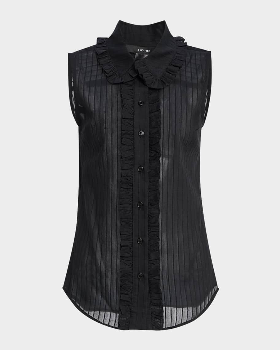 Smythe Sleeveless Ruffle-Trim Shirt | Neiman Marcus