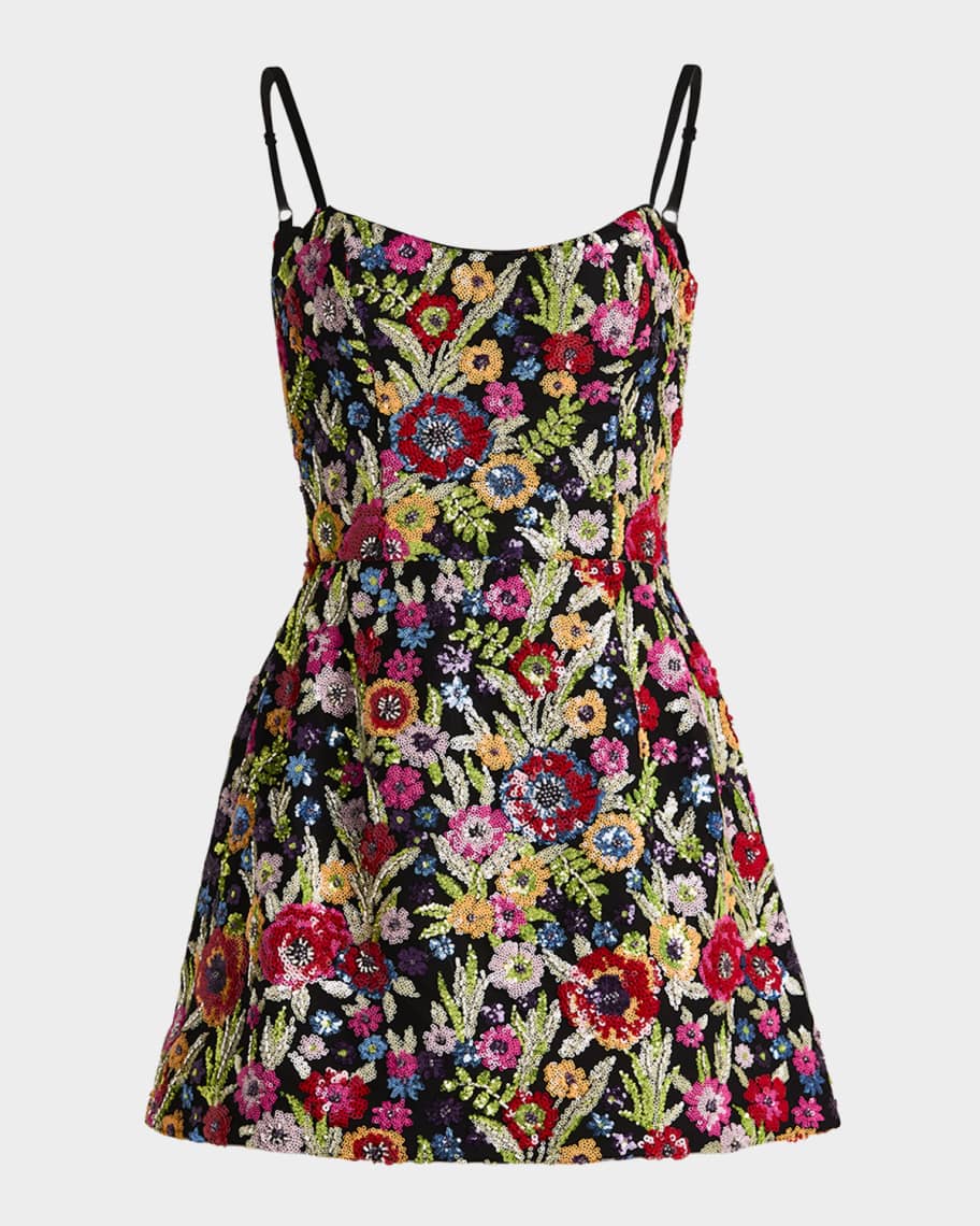 HELSI Exclusive Cora Floral Sequined Mini Dress | Neiman Marcus