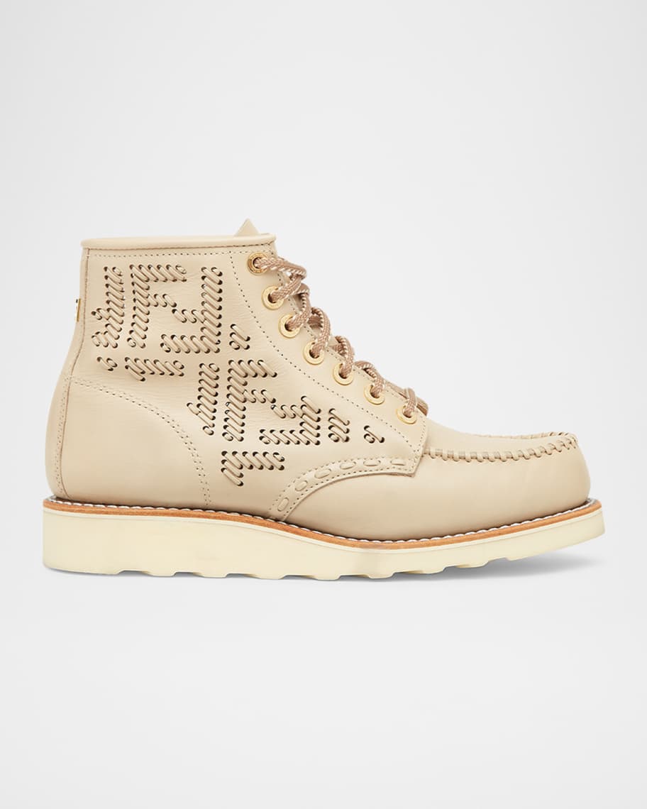 Fendi x Red Wing FF Leather Lace-Up Booties | Neiman Marcus