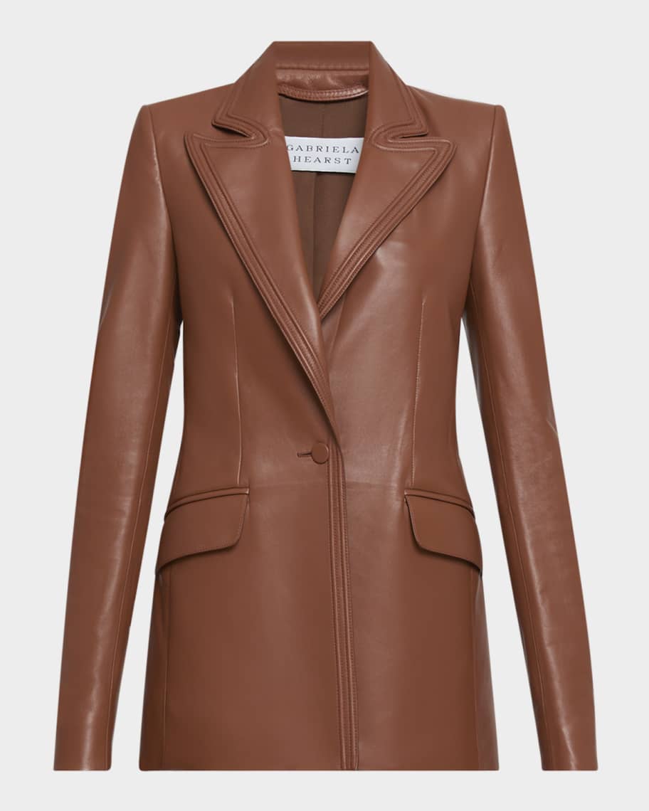Gabriela Hearst Isara Leather Single-Breasted Blazer | Neiman Marcus