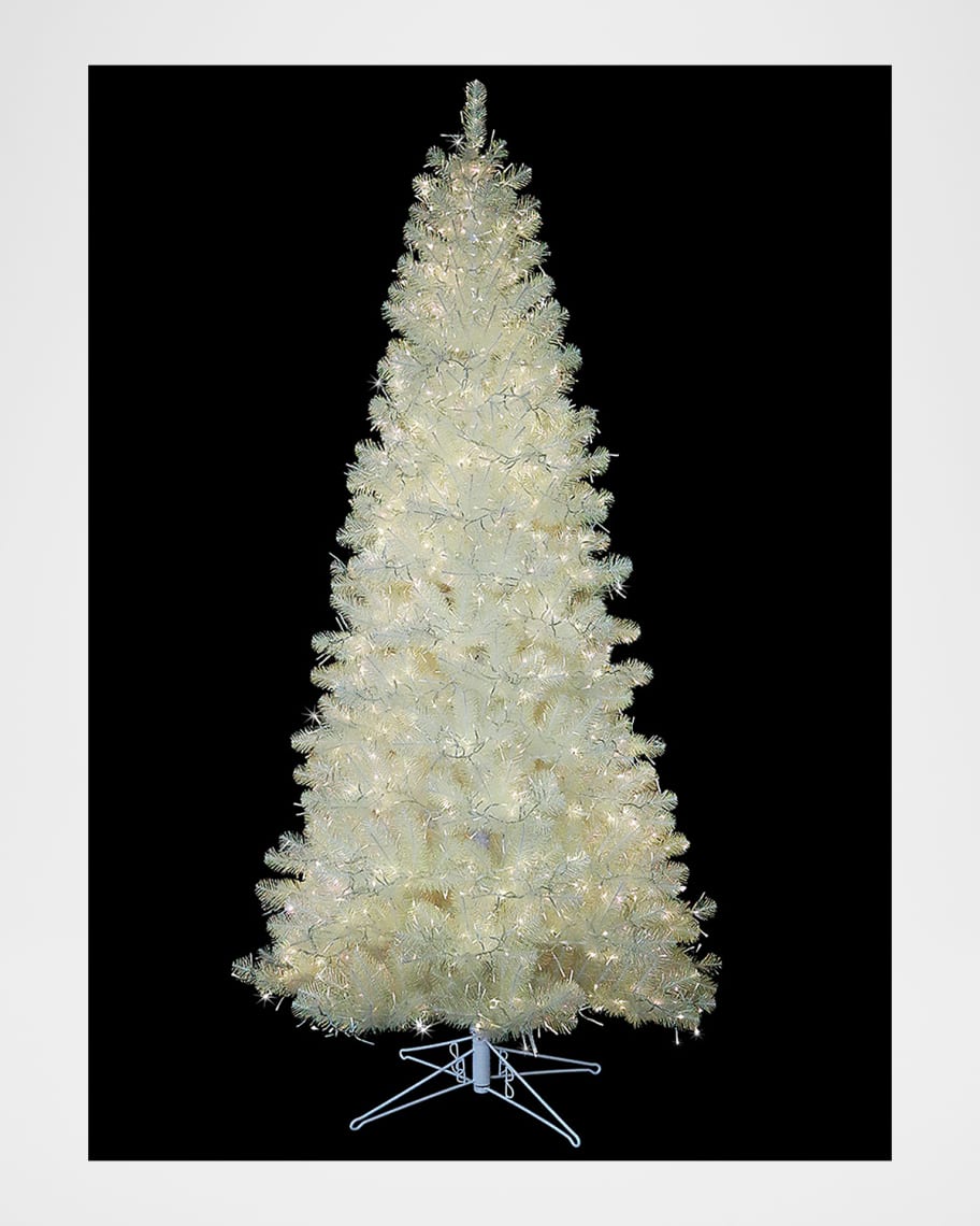 Barcana 9' White Iridescent Pre-Lit Christmas Tree with 8 Light ...