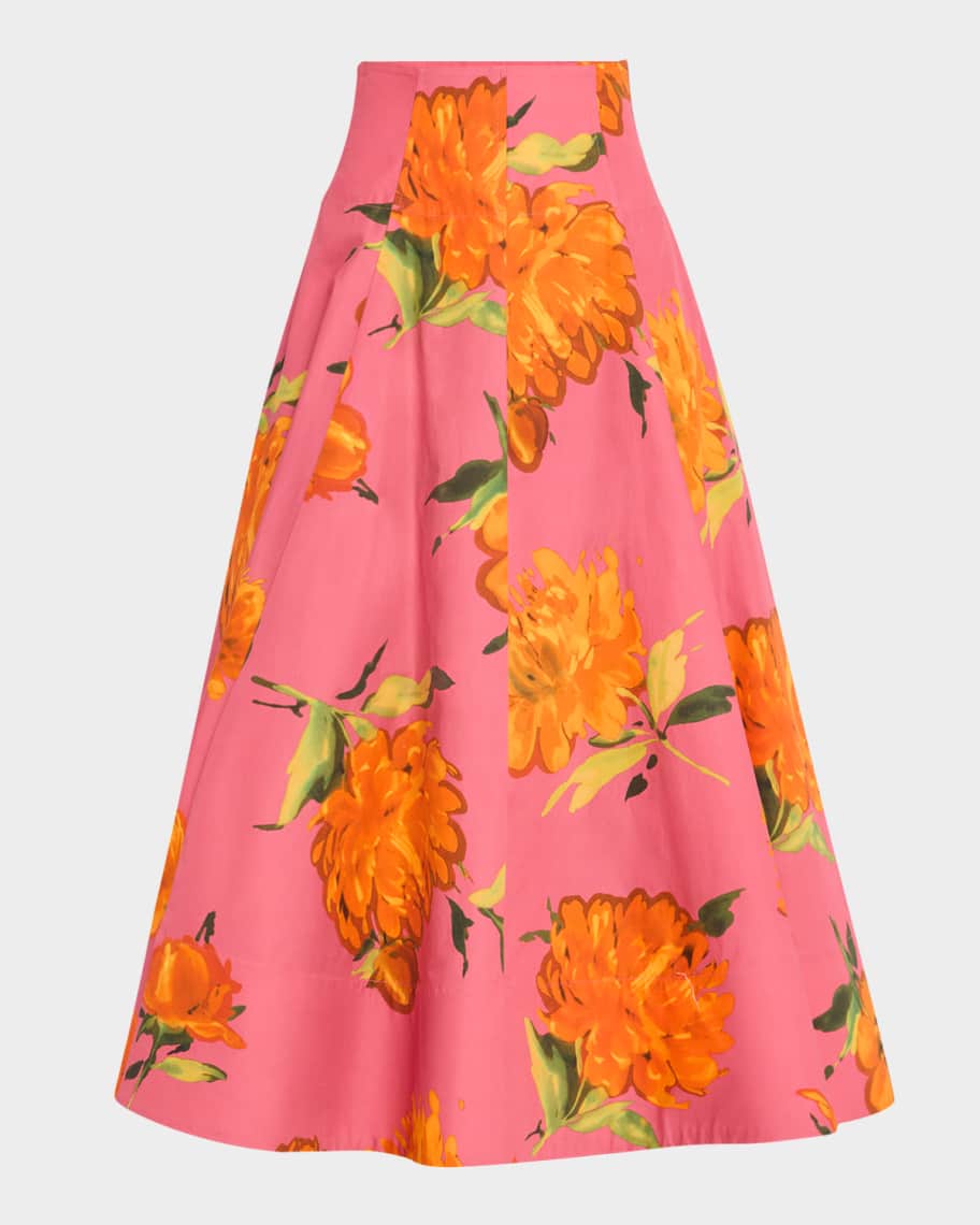 Lela Rose Parker Floral Midi Circle Skirt | Neiman Marcus