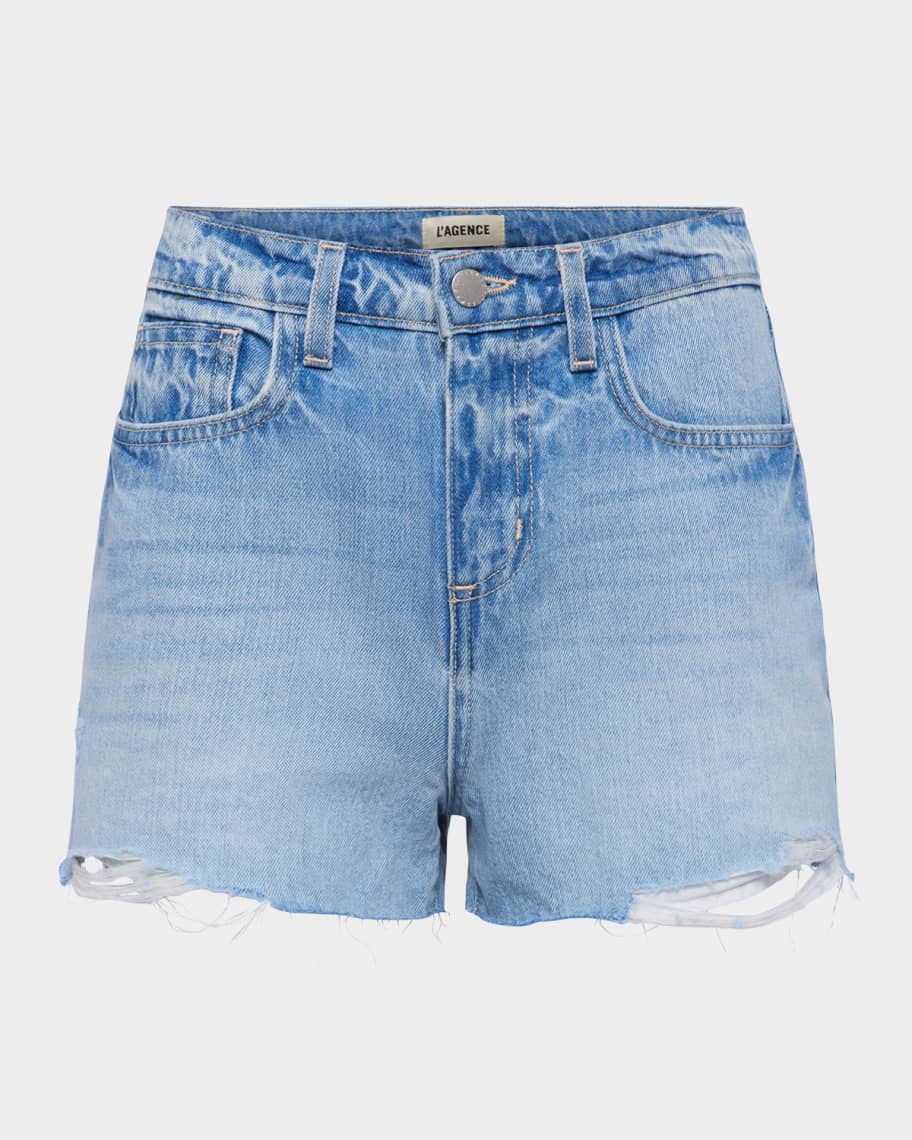 L'Agence Clark High-Rise Cut-Off Denim Shorts | Neiman Marcus