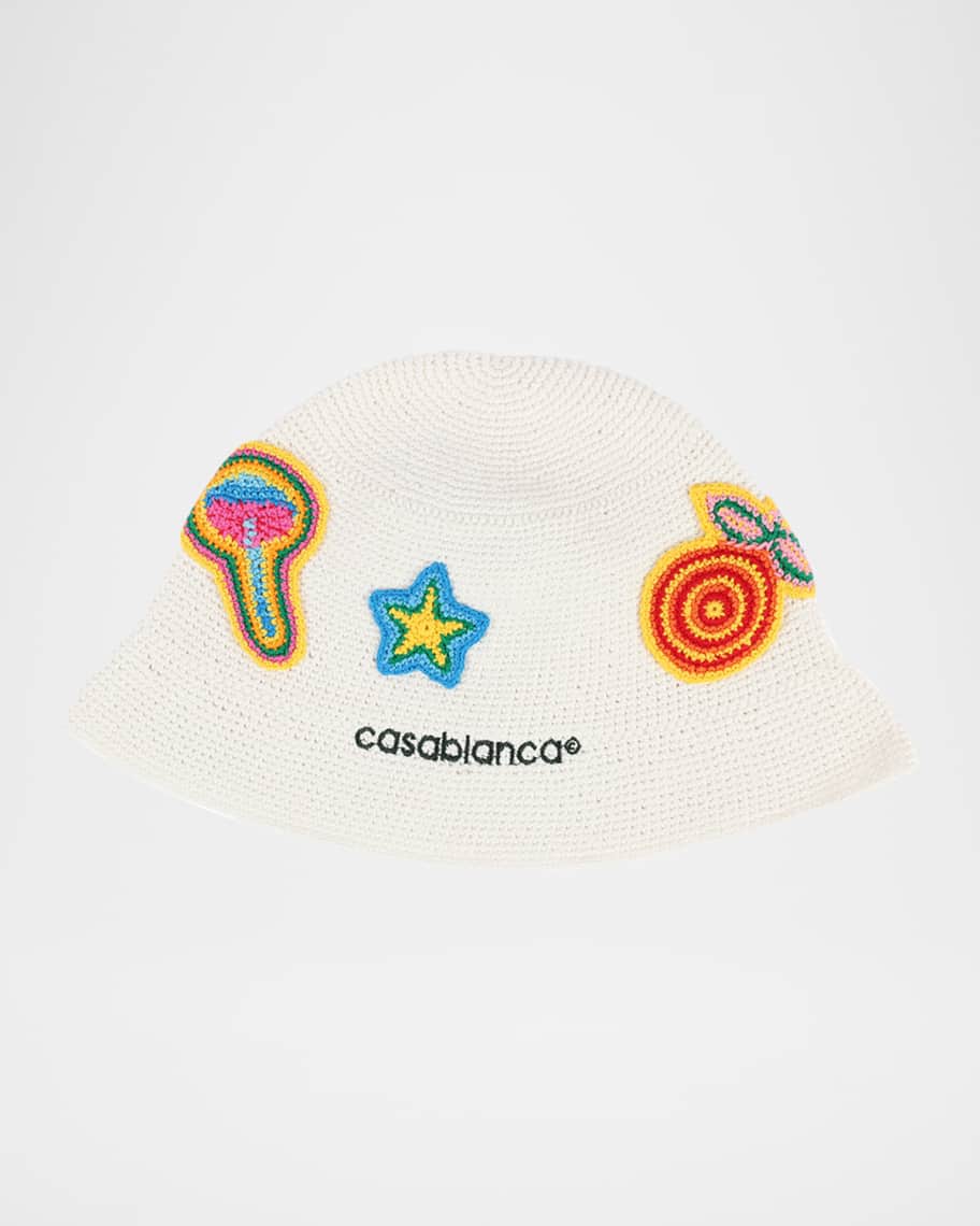 CASABLANCA Men's Crochet Logo Bucket Hat | Neiman Marcus