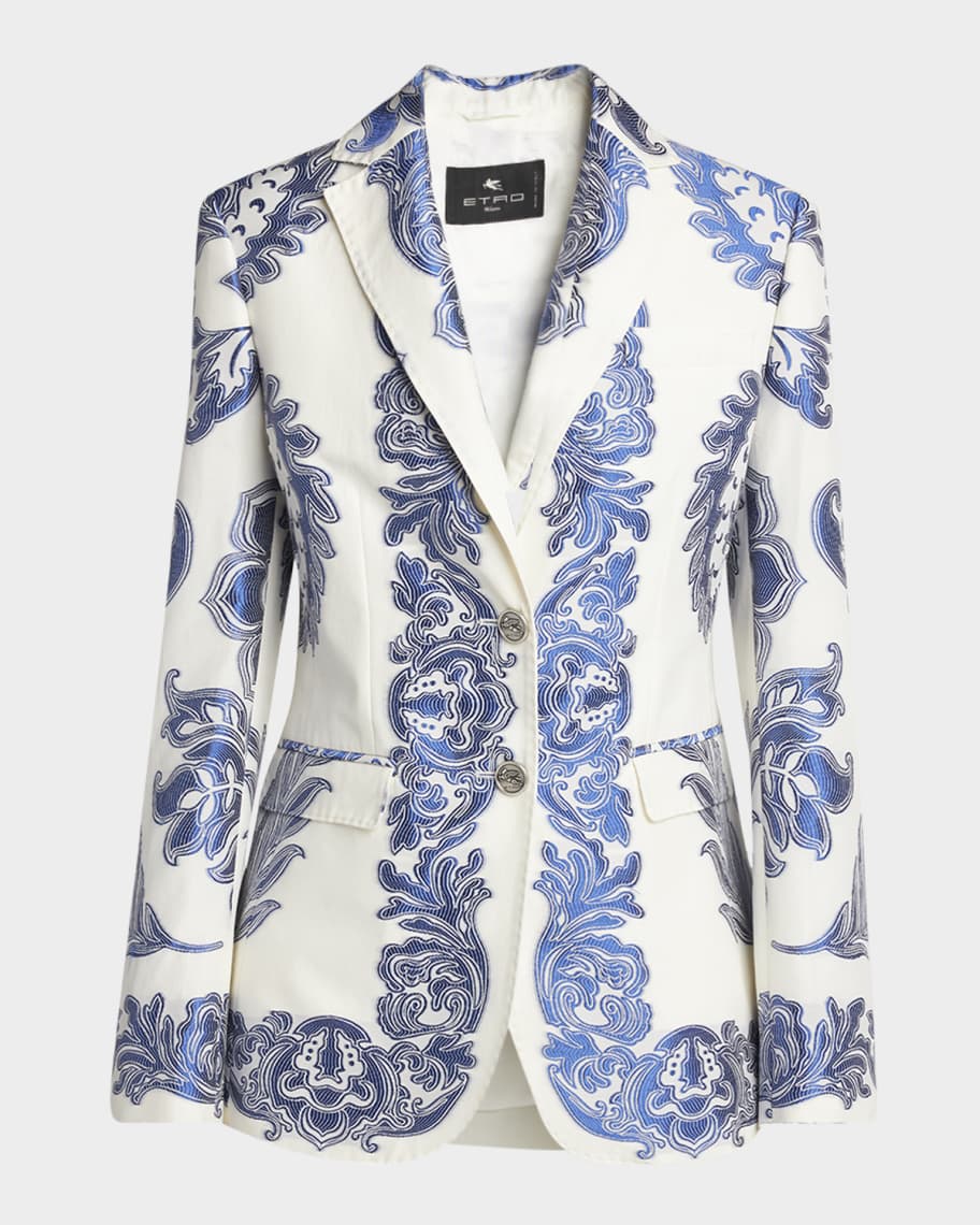 Etro Shiny Engineer Jacquard Single-Breasted Blazer | Neiman Marcus